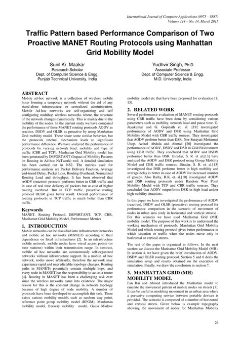 pdf traffic pattern based performance comparison of two proactive manet routing protocols