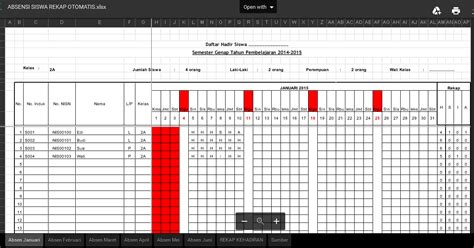 Aplikasi Absen Siswa Dengan Excel Dilengkapi Dengan Rekapitulasi