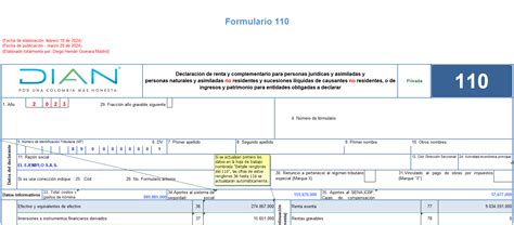 Liquidador en Excel del formulario 110 y el formato 2516 declaración