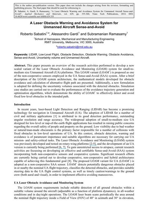 pdf a laser obstacle warning and avoidance system for unmanned aircraft sense and avoid