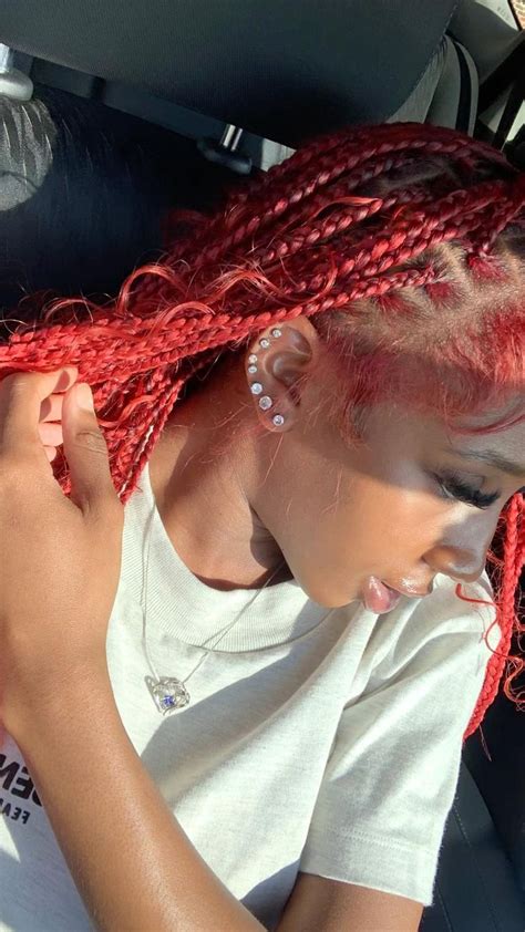 Red Knotless Braids Red Hair Hair Styles Dyed Hair Inspiration