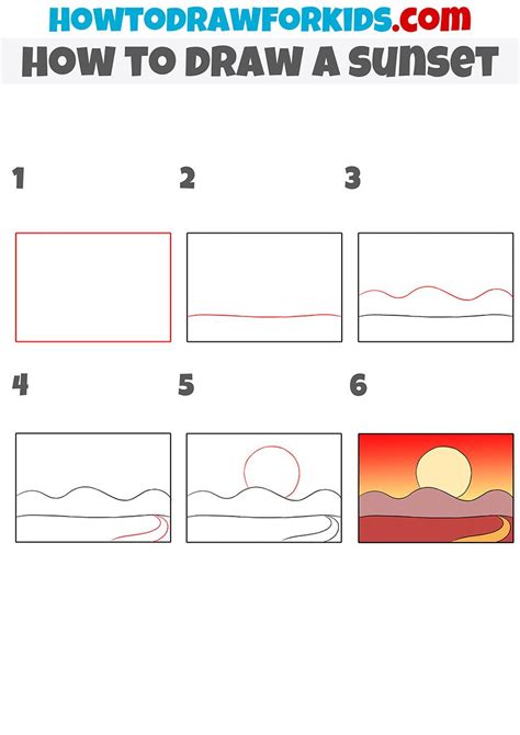 Easy How To Draw A Sunset Tutorial And Sunset Coloring Page Artofit