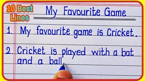 10 Lines On My Favourite Game Cricket L My Favourite Game Cricket Essay