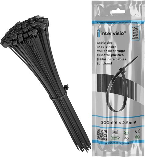 Intervisio Fascette Plastica Per Cablaggio 200 Mm X 2 5 Mm Fermacavo