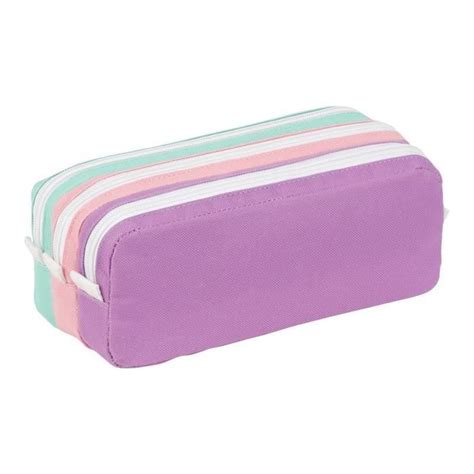 Viquel Trousse scolaire 3 compartiments grande capacité TRIZIP PASTEL