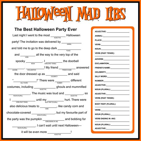 Best Halloween Fill In The Blank Stories Printable Artofit