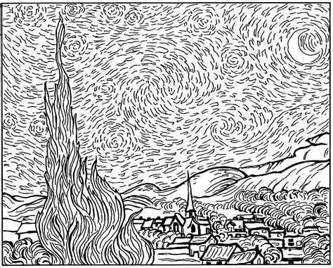 Starry Night Coloring Page At Getcolorings Free Printable The