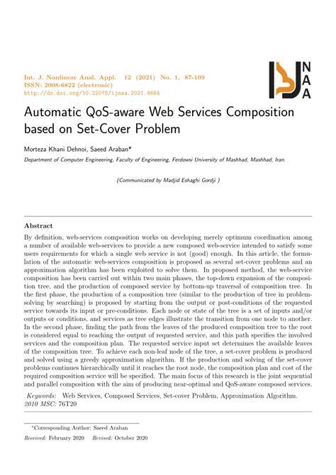pdf automatic qos aware web services composition based on set cover problem