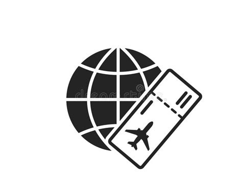 Flight Ticket And World Icon Air Travel And Journey Symbol Vector