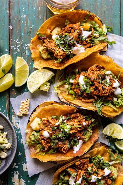 30 Minute Crispy Cheese Chicken Tinga Tacos With Pineapple Salsa