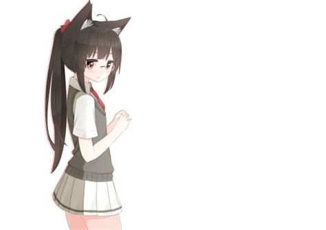 Fondos de pantalla ilustración pelo largo Nekomimi Anime Chicas