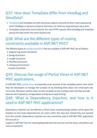 Mvc Interview Questions Pdf By Scholarhat Pdf