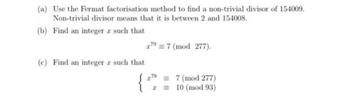 solved a use the fermat factorisation method to find a