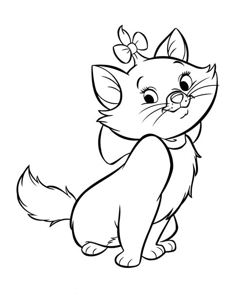 Linda gato Marie para niñas para colorear imprimir e dibujar