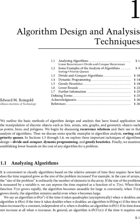 algorithm design and analysis techniques algorithms and theory of computation handbook