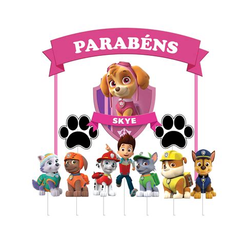 Centro De Mesa Patrulha Canina Rosa Skyie E Everest Png F3C