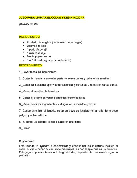JUGO PARA Limpiar EL Colon Y Desintoxicar JUGO PARA LIMPIAR EL COLON