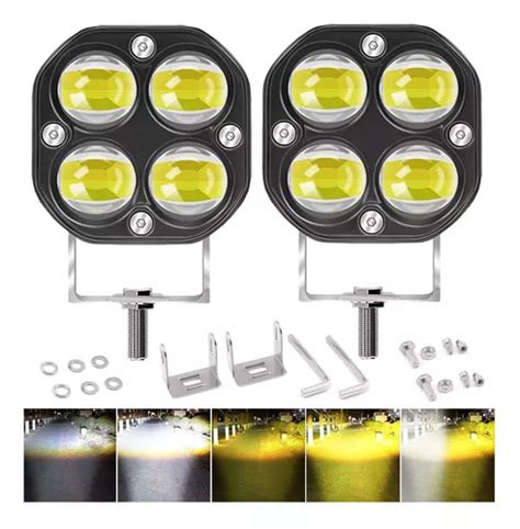 Par Faros De Lupa Led Luz Cinco Color De Auto Moto Lm Env O Gratis