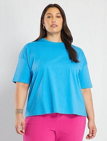 T shirt uni à col V Bleu Kiabi 10 00