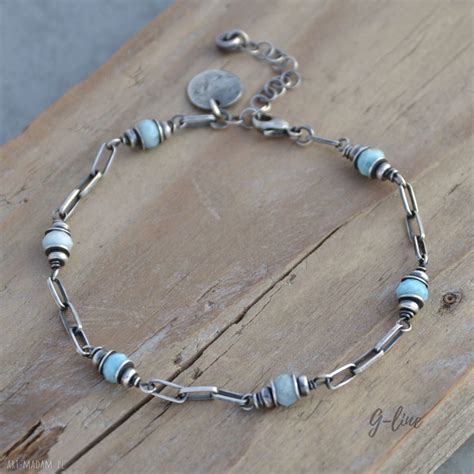 Larimar Srebrna Bransoletka Wyraziste ღ art Madam pl