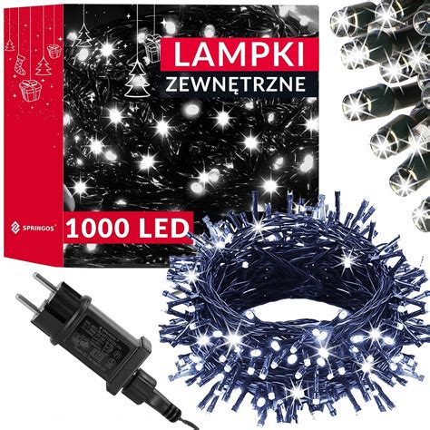 LAMPKI CHOINKĘ 1000LED BIAŁE ZIMNE ZEWNĘTRZNE 50m CL1000 Cena