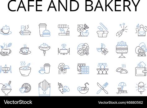 Cafe And Bakery Line Icons Collection Sweet Shop Vector Image