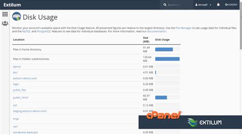 Disk Usage CPanel Extilum Knowledgebase