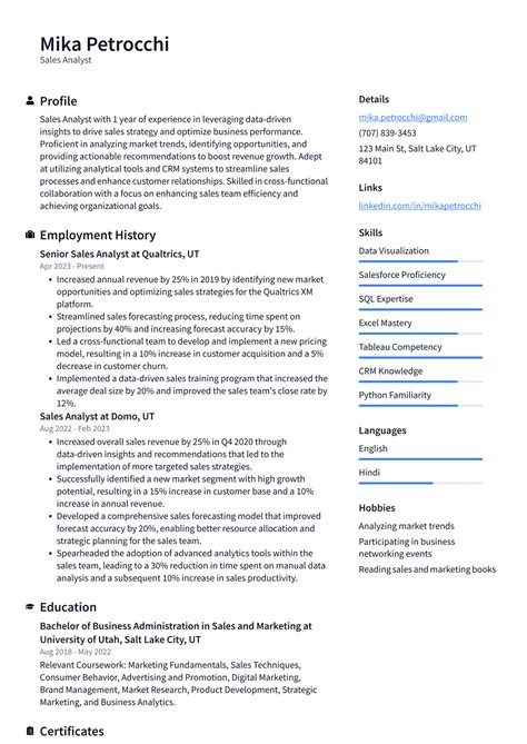Snapchat Sales Analyst Resume Examples ResumeCat