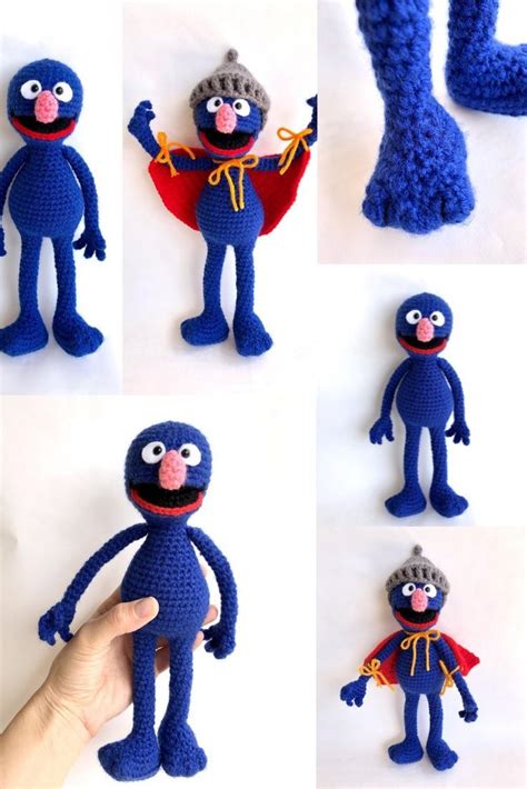Sesame Street Grover Stuffed Toy Crochet Pattern By Amber Romano Ad