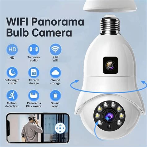Câmera de bulbo E27 4MP WIFI Zoom 10X Lente dupla Vigilância interna