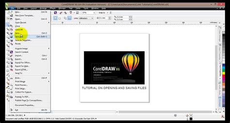 coreldraw tutorial 10 how to open and save a file image format youtube