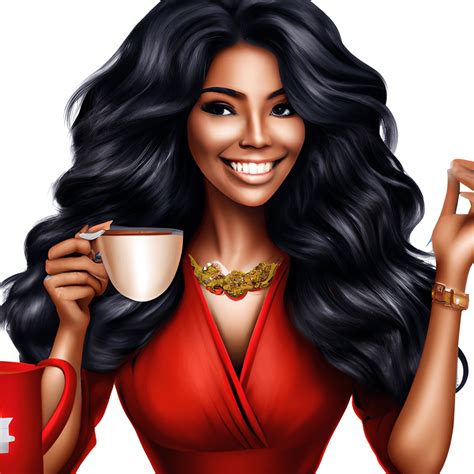 Beautiful Black Woman With Big Wavy Hair In Red Creative Fabrica
