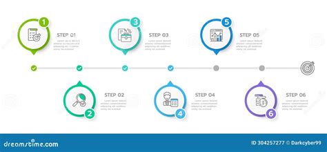 Infographic 6 Steps Modern Timeline Diagram With Roadmap And Circle