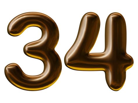 Number 34 Design In 3d Render 19552824 PNG