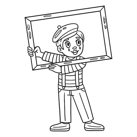Una página para colorear linda y divertida de un mimo de circo