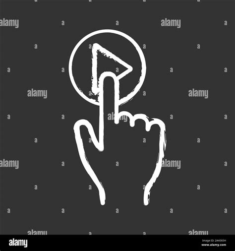 Play Button Click Chalk Icon Start Launch Media Player Hand Pushing