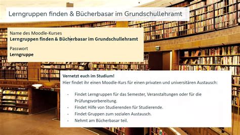 Lerngruppen finden und Bücherbasar im Grundschullehramt Professuren