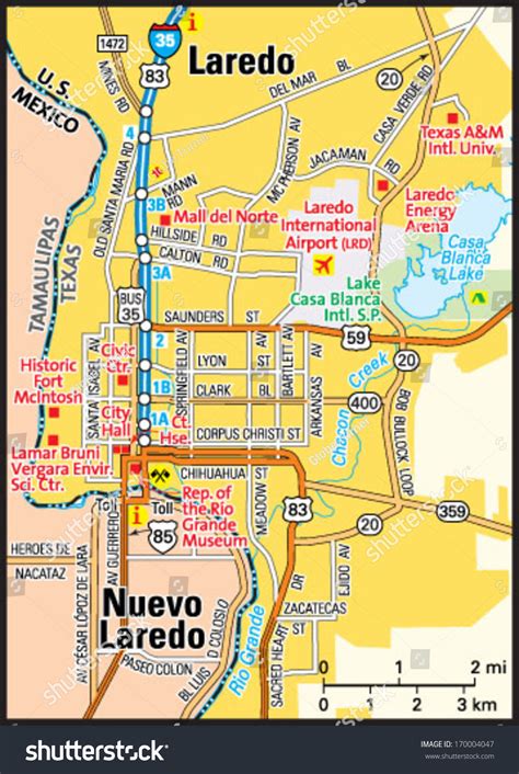 Laredo Texas Area Map เวกเตอรสตอก ปลอดคาลขสทธ 170004047