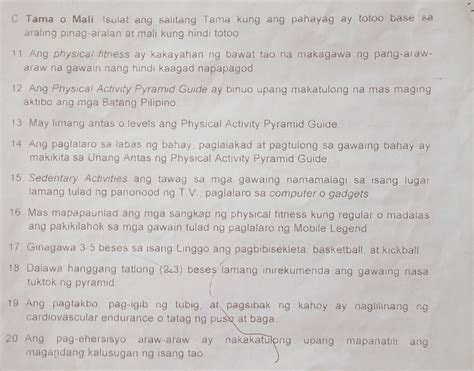 Tama O Mali Isulat Ang Salitang Tama Kung Ang Pahayag Ay Totoo Base Sa