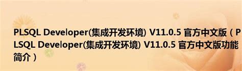 plsql developer 集成开发环境 v11 0 5 官方中文版（plsql developer 集成开发环境 v11 0 5 官方中文版功能简介） 草根大学生活网