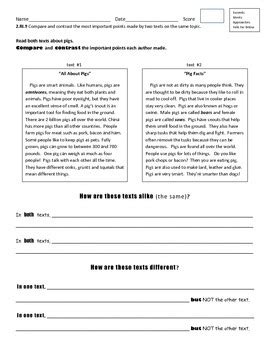 Compare And Contrast Two Texts On The Same Topic Practice And Assessment