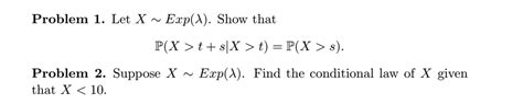 solved let x ~ exp lambda show that p x t s x t