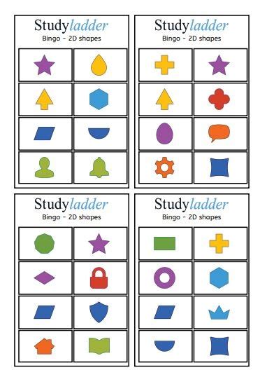 Bingo 2D Shapes Game Cards Studyladder Interactive Learning Games