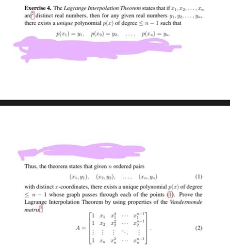 solved exercise 4 the lagrange interpolation theorem states