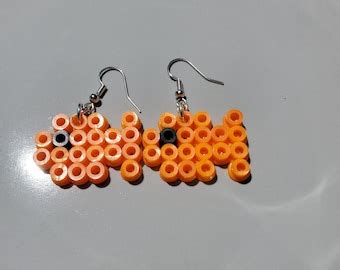 Oh Goldfish Cute Mini Fishbowl Perler Beads Dangle Earrings Hama Beads