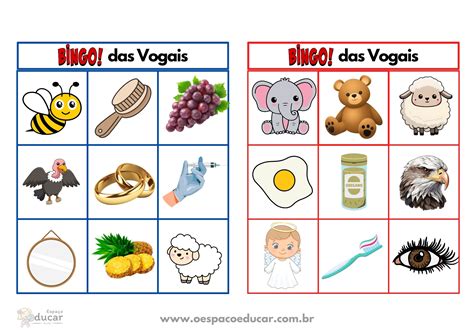 Bingo das vogais Blog Espaço Educar