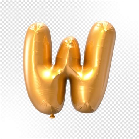 Premium PSD W Balloon Font Gold 3d Rendering