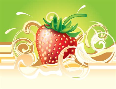 Fresas y crema vector para el diseño Vector Premium