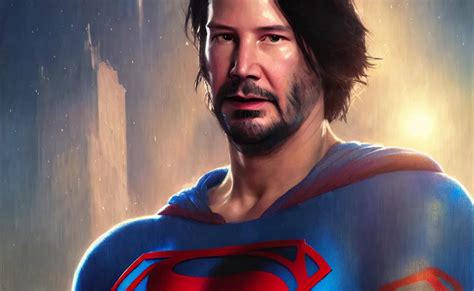Highly Detailed Portrait Of Keanu Reeves As Superman Stable