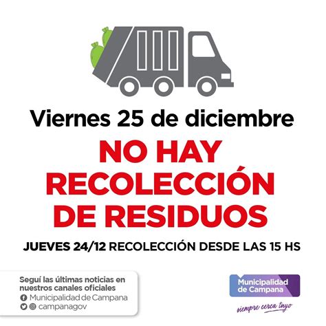 Cronograma de recolección de residuos para Navidad El Campanense Diario